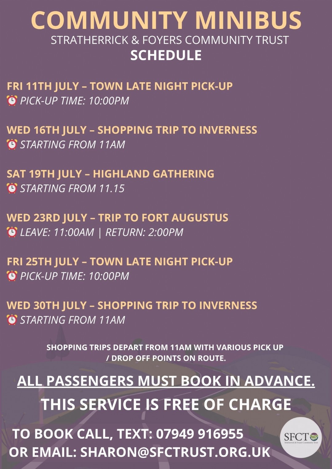 Community Minibus Trips - July | 09 July 2025 | Stratherrick & Foyers ...