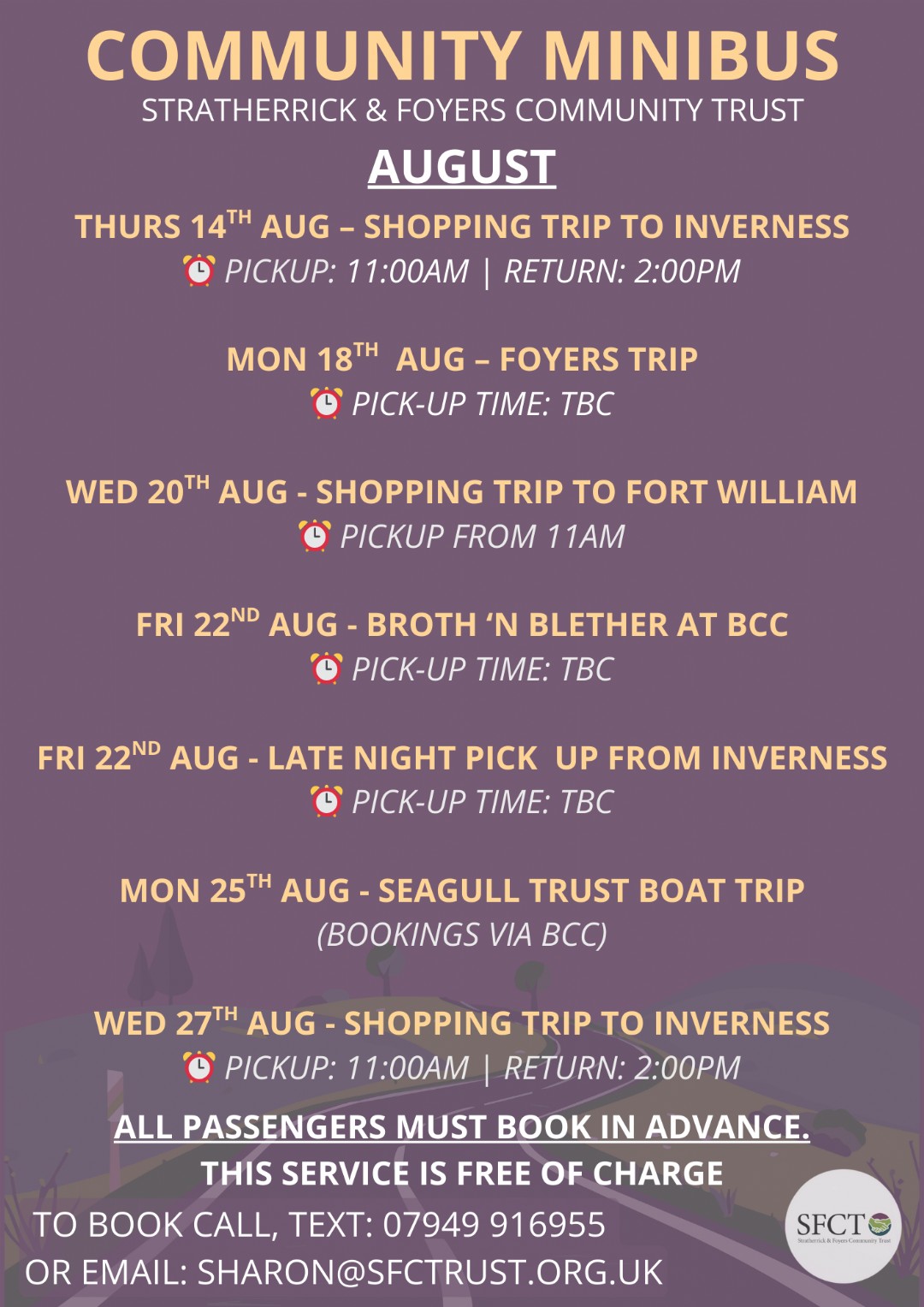 Community Minibus Trips | 12 August 2025 | Stratherrick & Foyers ...